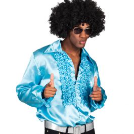 Disco Blouse Shiny Turquoise | De Feestspecialist XXL