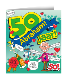 Verjaardagskaart Cartoon 50 Jaar Abraham | De Feestspecialist XXL