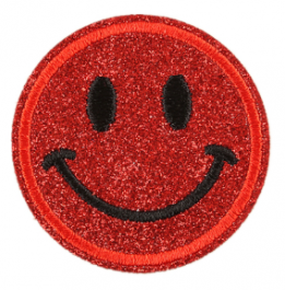 Embleem Nr. 610 Smiley Glitter Rood | De Feestspecialist XXL