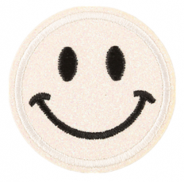 Embleem Nr. 608 Smiley Glitter Wit | De Feestspecialist XXL