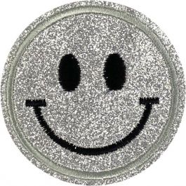 Embleem Nr. 604 Smiley Glitter Zilver | De Feestspecialist XXL