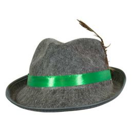Tiroler Hoed Grijs met Groene band | De Feestspecialist XXL